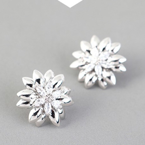 Jewelry | Crystal Silver Flower Stud Earrings | Poshmark